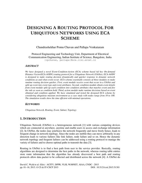 Designing A Routing Protocol For Ubiquitous Networks Using Eca Scheme Pdf Computer