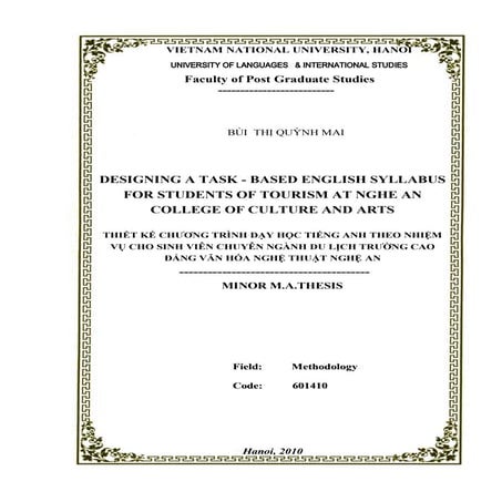 Designing a task - based English syllabus for students of tourism at ...