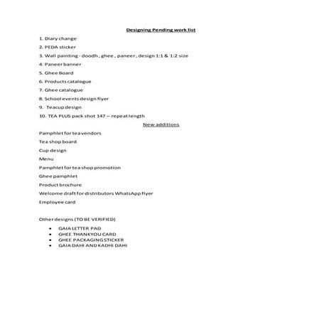 Designing pending work list | DOCX