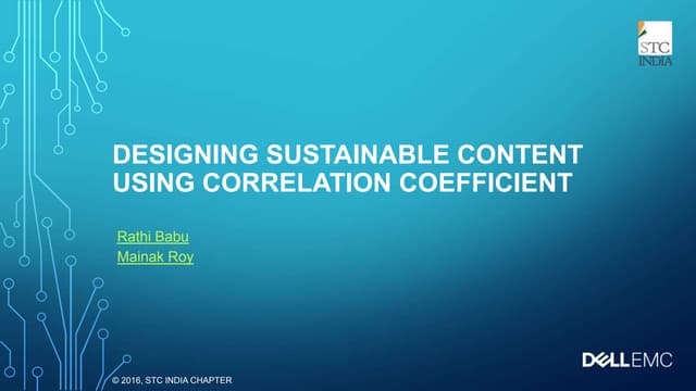Designing Sustainable Content Using Correlation Coefficient Ppt