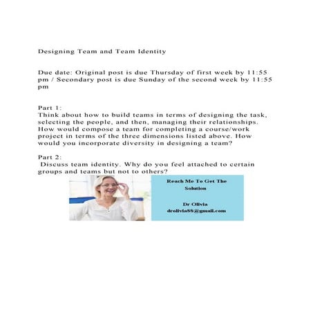 Designing Team and Team IdentityDue date Original post is | DOCX
