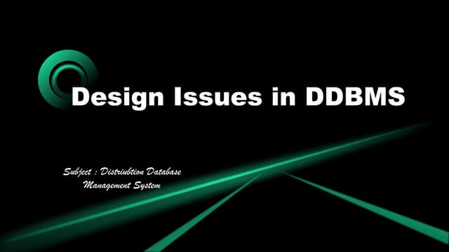 Design Issues In Distributed Dbmspptx Databases Computer Software And Applications