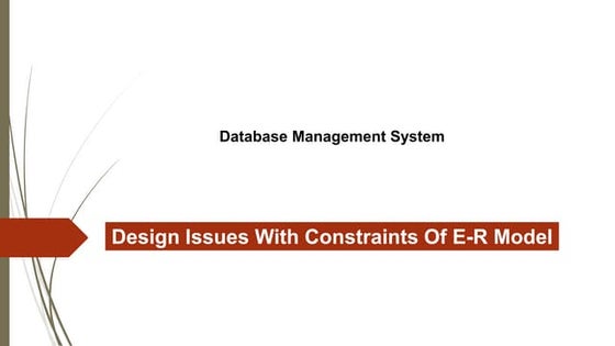 Participation Constraints in ER diagram | PPTX | Databases | Computer ...