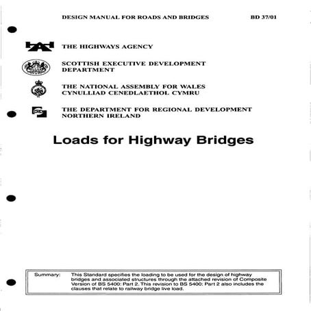 Roy Belton: Design manual for roads and bridges - loads for highway bridges | PDF