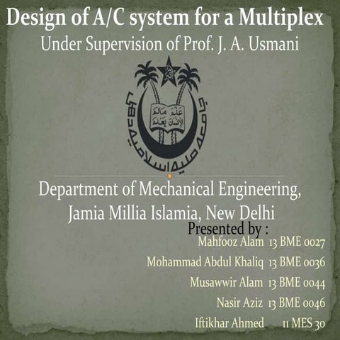 Design of HVAC system for Multiplex | PPTX