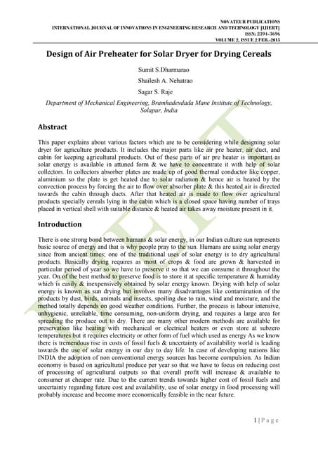 Design and Fabrication of Solar Air Dryer | PDF