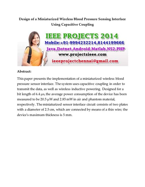 Cuffless blood pressure monitoring project | PPTX | Heart and ...