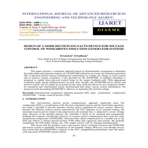 Design Of A Mode Decoupling Facts Device For Voltage Control Of Wind Driven Induction 2 Pdf
