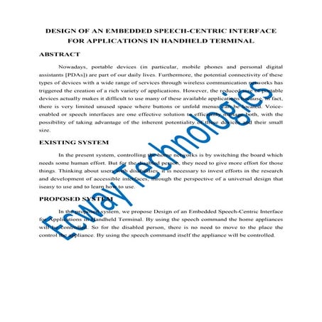Design of an embedded speech centric interface for applications in handheld terminal | DOCX