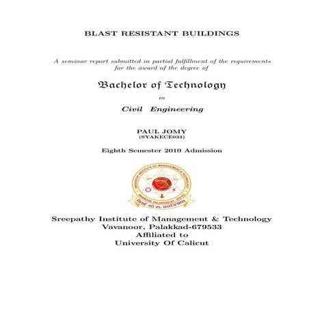 Architectural And Structural Design Of Blast Resistant Buildings | PDF