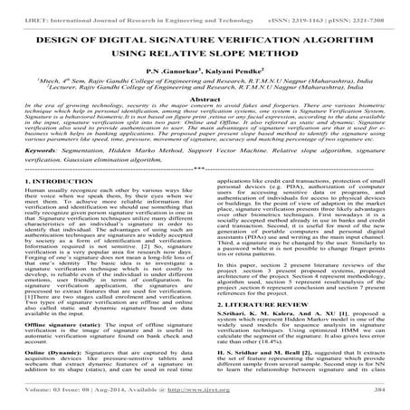 Design Of Digital Signature Verification Algorithm Using Relative Slope Method Pdf