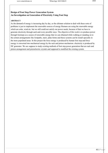 Design of foot step power generation system | PDF