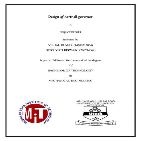 Design of hartnell governor | DOCX