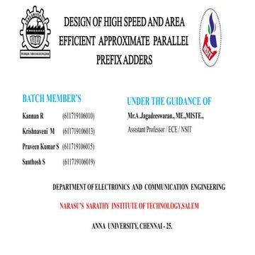 Design Of High Speed And Area Efficient Approximate Adders1 21346pptx 