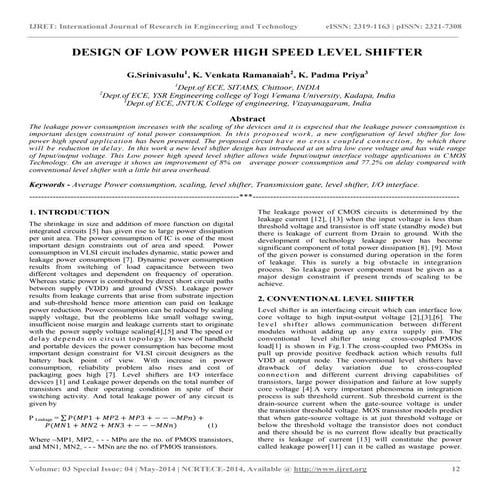 Design of low power high speed level shifter | PDF