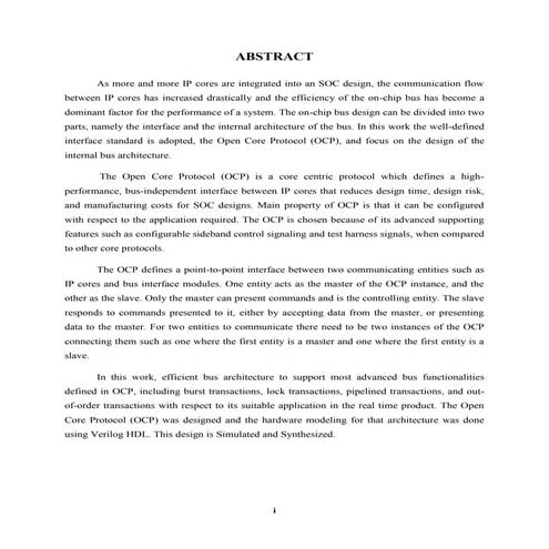 Design Of Open Core Protocl Ocp Abstract Docx Computer Networking
