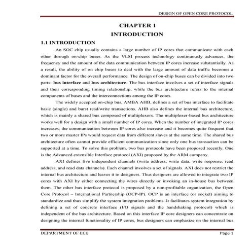 Design Of Open Core Protocol Ocp Docx Computer Networking Computing