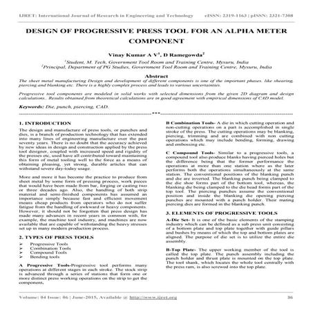 Design and Analysis of Progressive tool in Sheet metal manufacturing | PDF