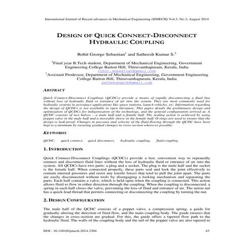 Design of quick connect disconnect hydraulic coupling | PDF