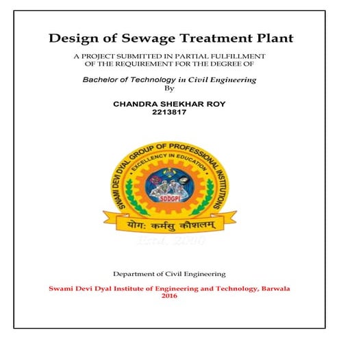 Design of sewage treatment plant 1 | PDF