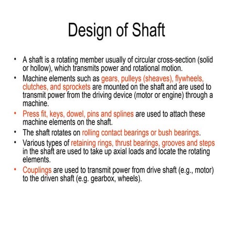 Designing rotating shafts for machinery. | PPT