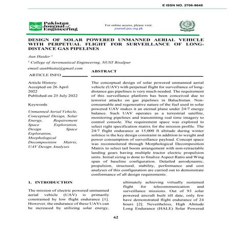 Design of Solar Powered Unmanned Aerial Vehicle with Perpetual Flight ...