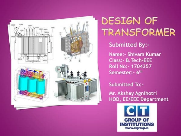 Design of transformer: classification & specification Design of transformer: classification & specification