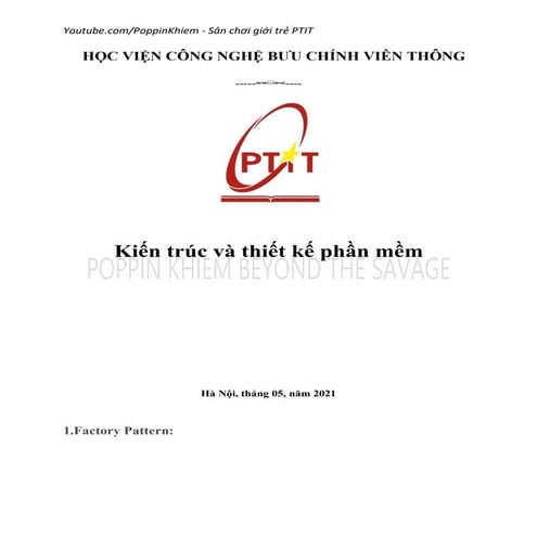 15 Design pattern - Kiến trúc và thiết kế phần mềm PTIT | PDF