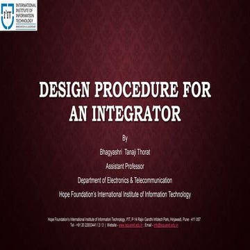 Design Procedure for an Integrator | PPTX