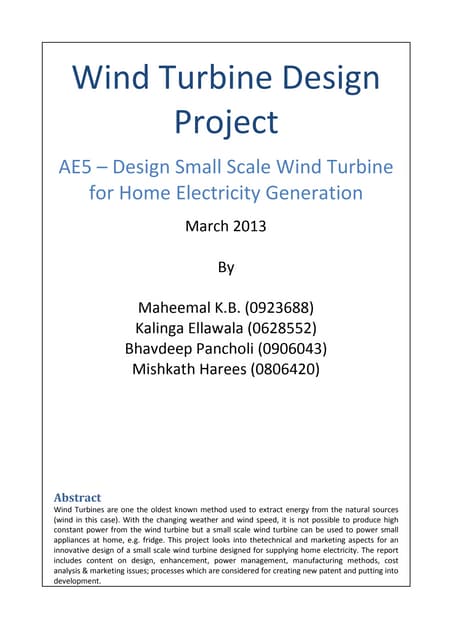 Horizontal Axis Wind Turbine | PPTX