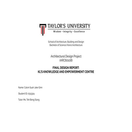 Design Studio 6 Report Final - Calvin Suah | PDF