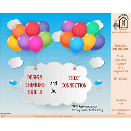 Design Thinking Skills and the TRIZ connection | PDF