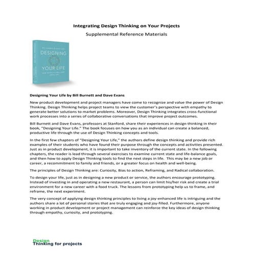 Design thinking supplemental materials | PDF