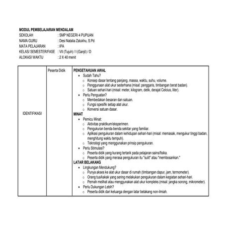 RPP Pelajaran Mendalam deep learning IPA | PDF