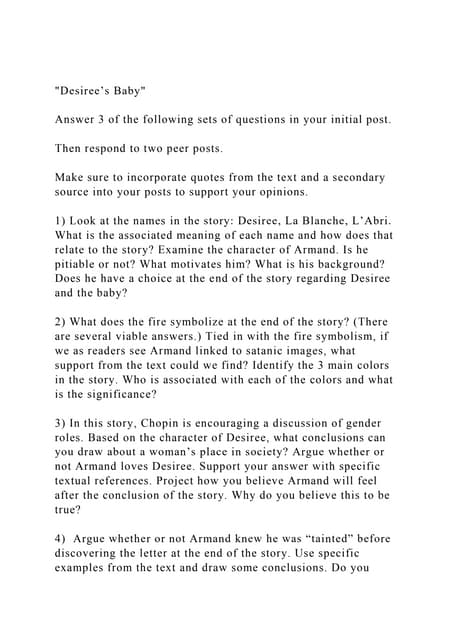 Desiree's baby | PPTX | Romance | Genres