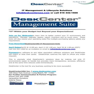 DeskCenter IT Management Solutions - Compare & Save