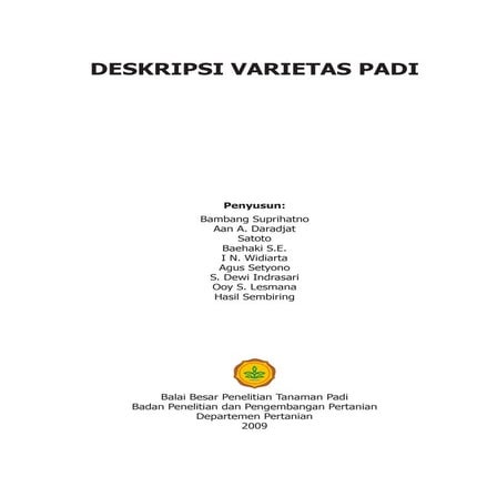 Deskripsi varietas padi 2009 | PDF