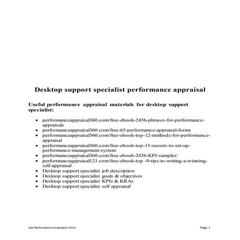 Desktop support specialist performance appraisal | DOCX