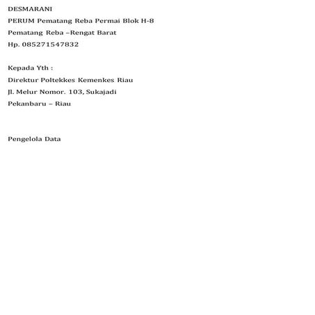 CONTOH ALAMAT UNTUK SURAT | DOCX