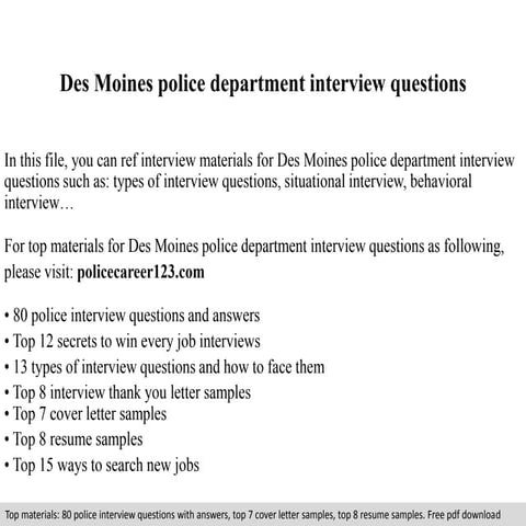 Des moines police department interview questions | PPTX