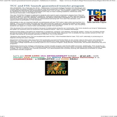 DESPOTISM - TCC and FSU launch guaranteed transfer program Tallahassee ...