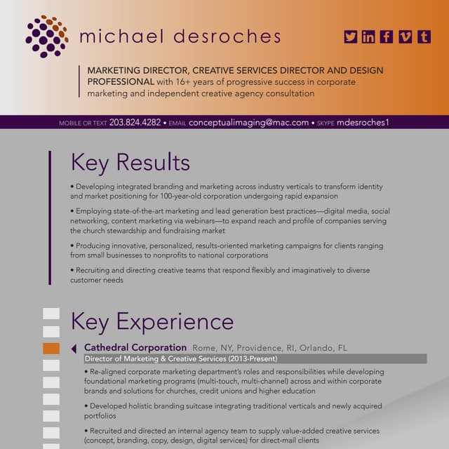 Michael Desroches Resume Infographic | PDF