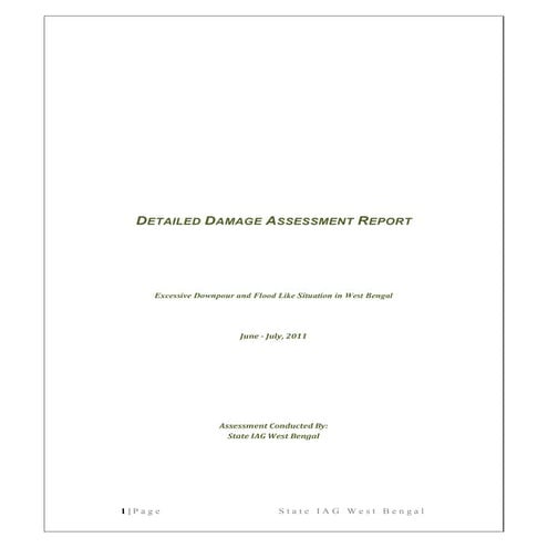 Detailed Damage Assessment Report West Bengal 2011 | PDF