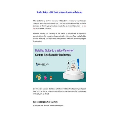 Detailed Guide to a Wide Variety of Custom Keychains for Businesses | PPT