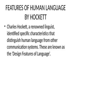 Hockett's language features | PPTX
