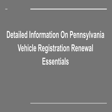 Detailed Information On Pennsylvania Vehicle Registration Renewal ...