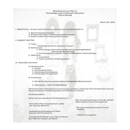 TLE/ HE Dressmaking Curriculum Guide | PDF