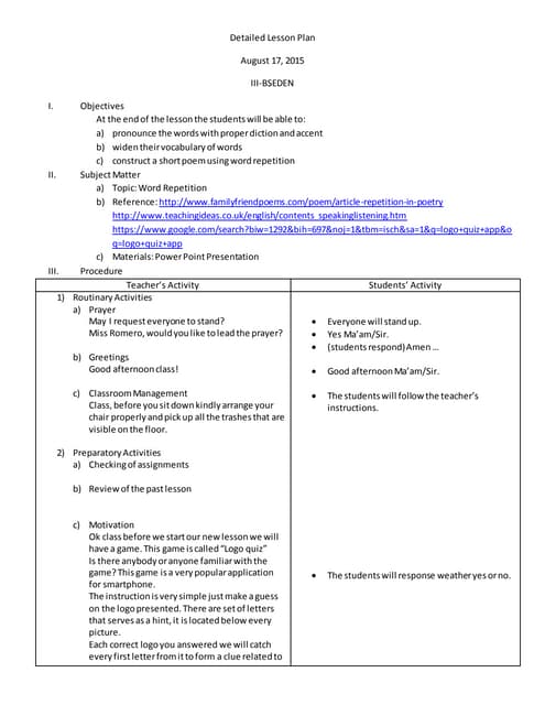 Detailed Lesson Plan (5A's) | DOCX