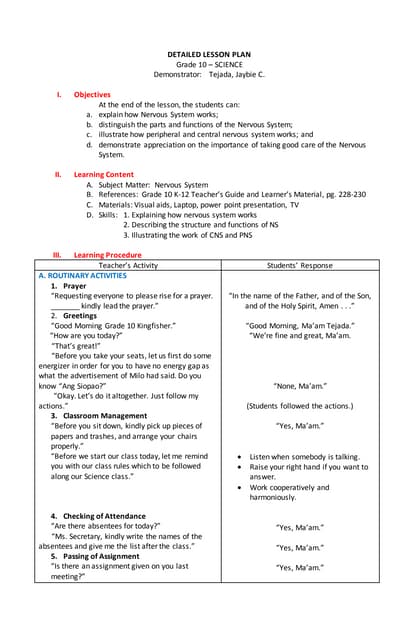 A detailed lesson plan in biology for grade 9 | PDF
