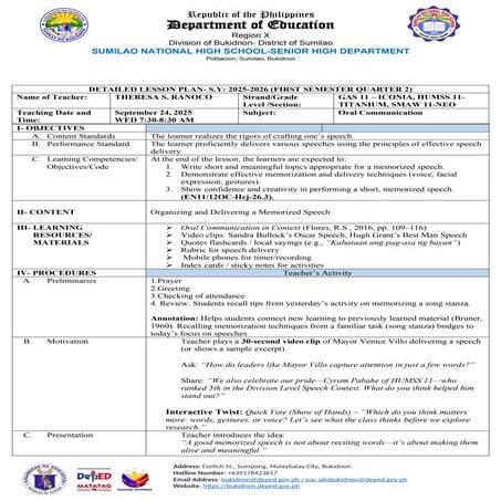 Detailed Lesson Plan -COT 1.docx for SHS | DOCX
